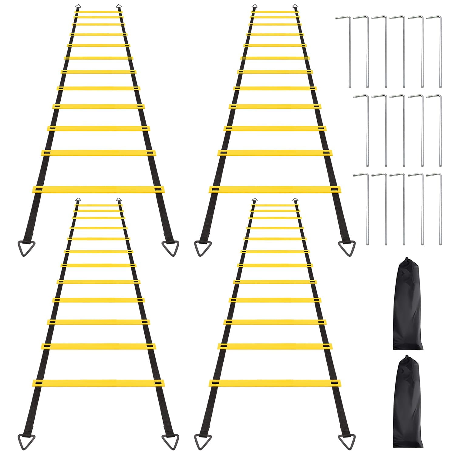 Agility Ladder Set, 4 Pack 12 Rungs Agility Ladder Set, Speed Training ...