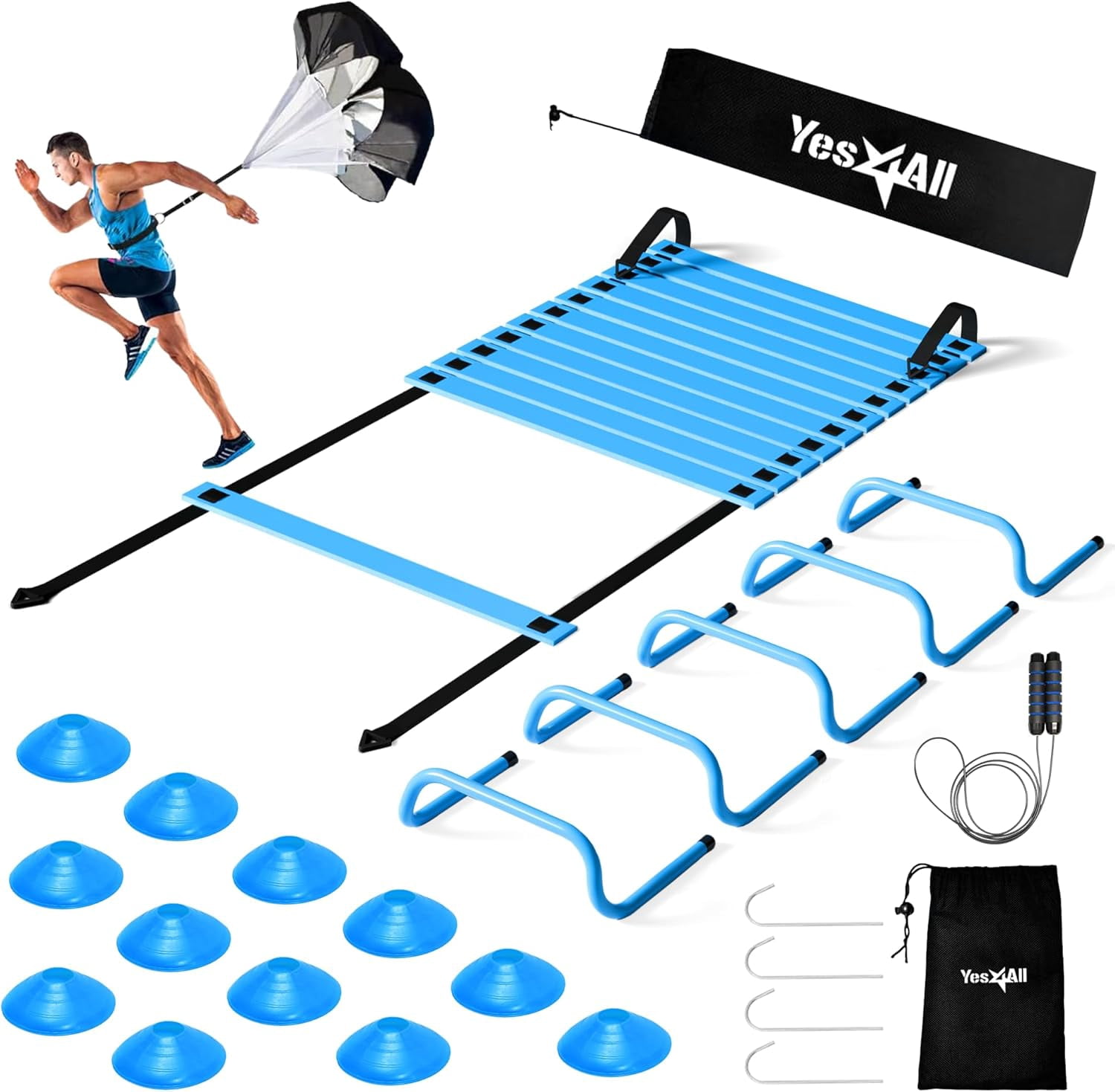 Agility Ladder Speed Training Equipment Set - 1 Adjustable Agility ...