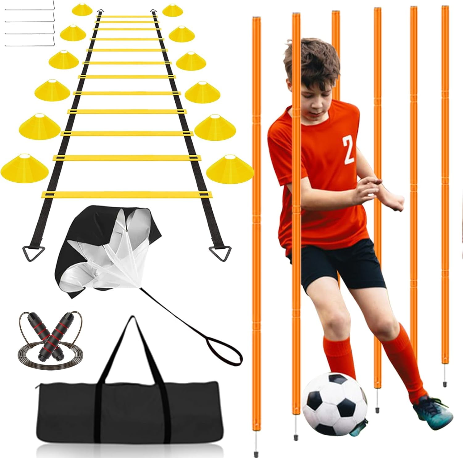 Agility Ladder Speed Training Equipment Set-20ft Agility Ladder, 6 ...
