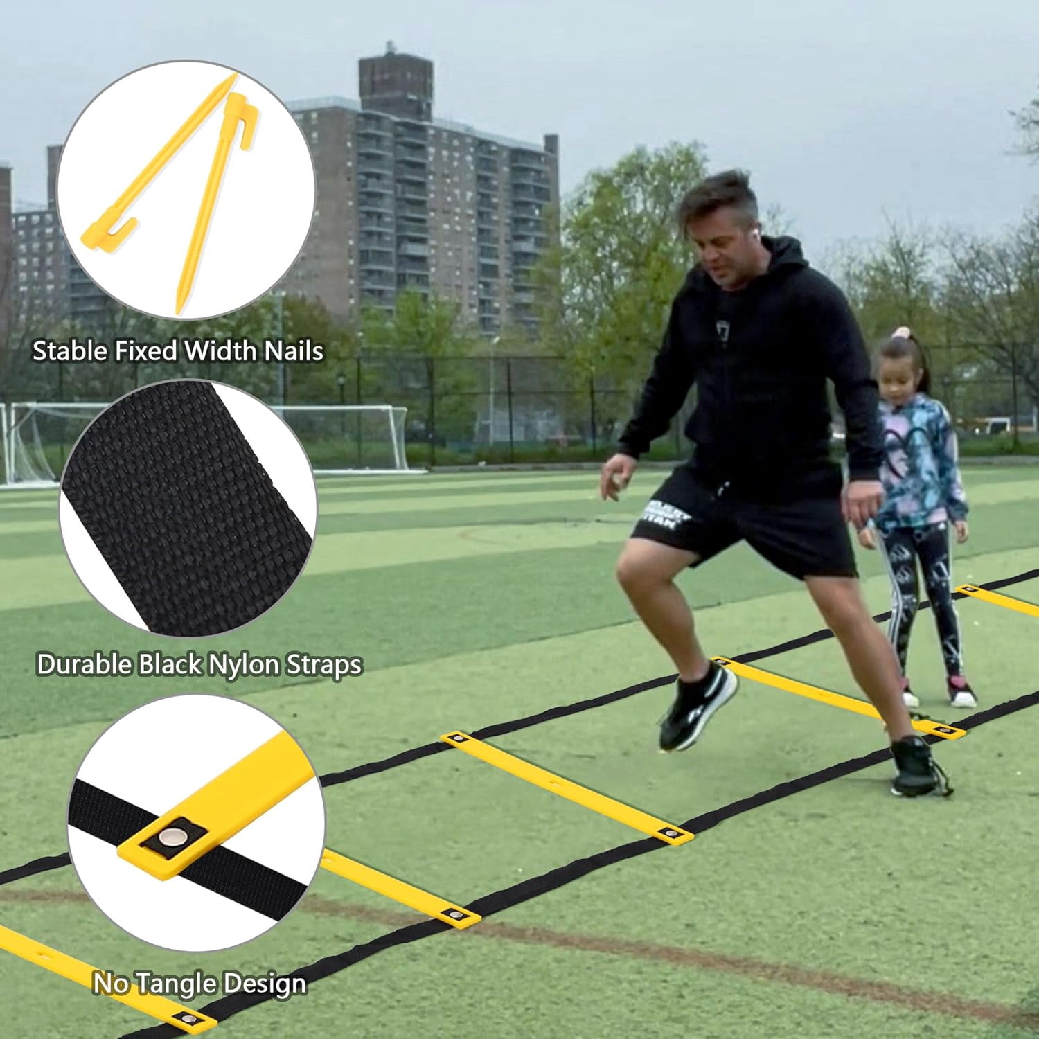 Agility Ladder Speed Training Equipment Set-20ft Ladder/Parachute/Cones ...