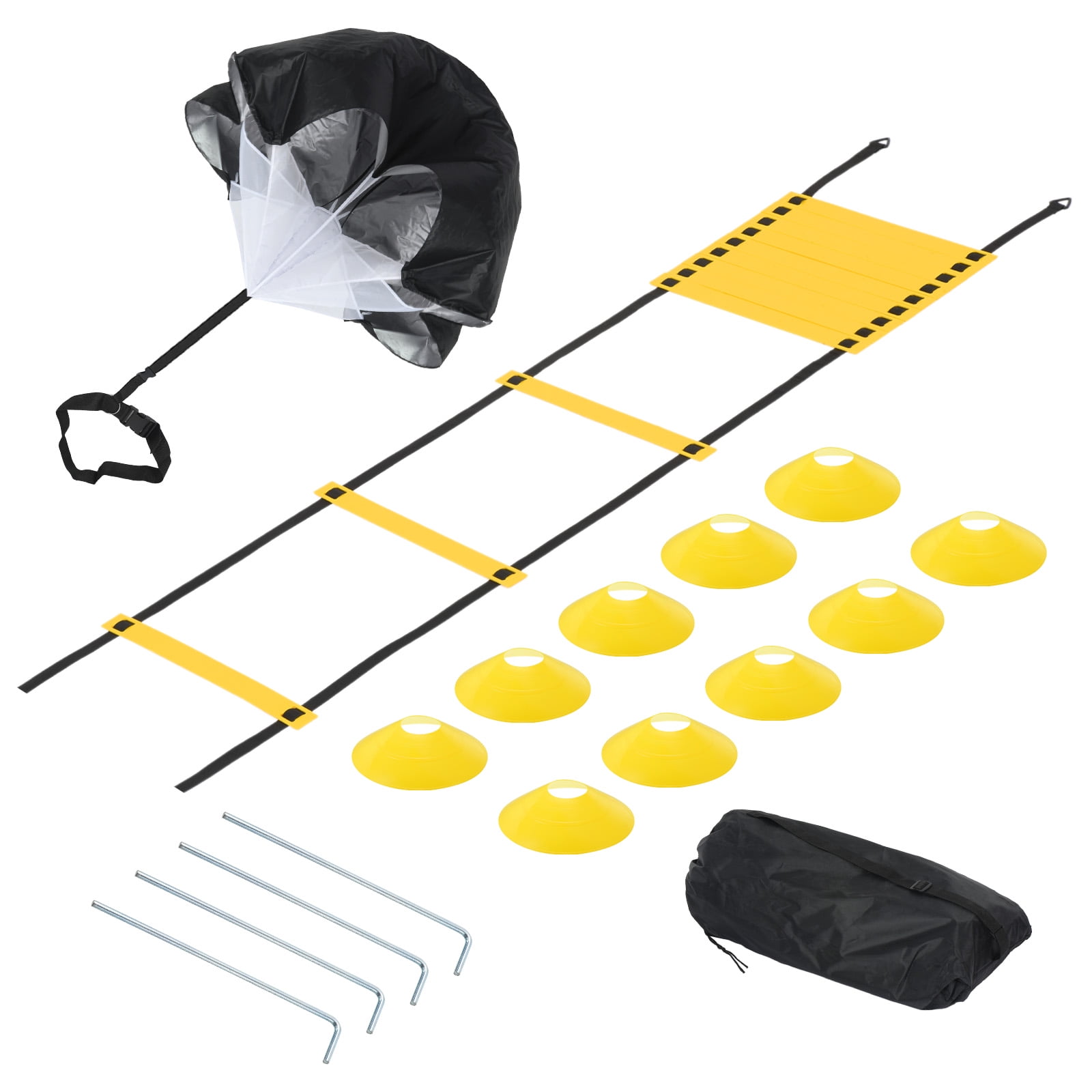 Agility Ladder Speed Training Equipment with 20Ft Speed Agility, Resistance Parachute, 10 Soccer ...