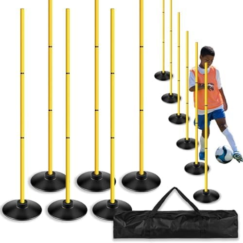Agility Poles Set 6 Packs- Adjustable Height 5ft Soccer Training Poles ...