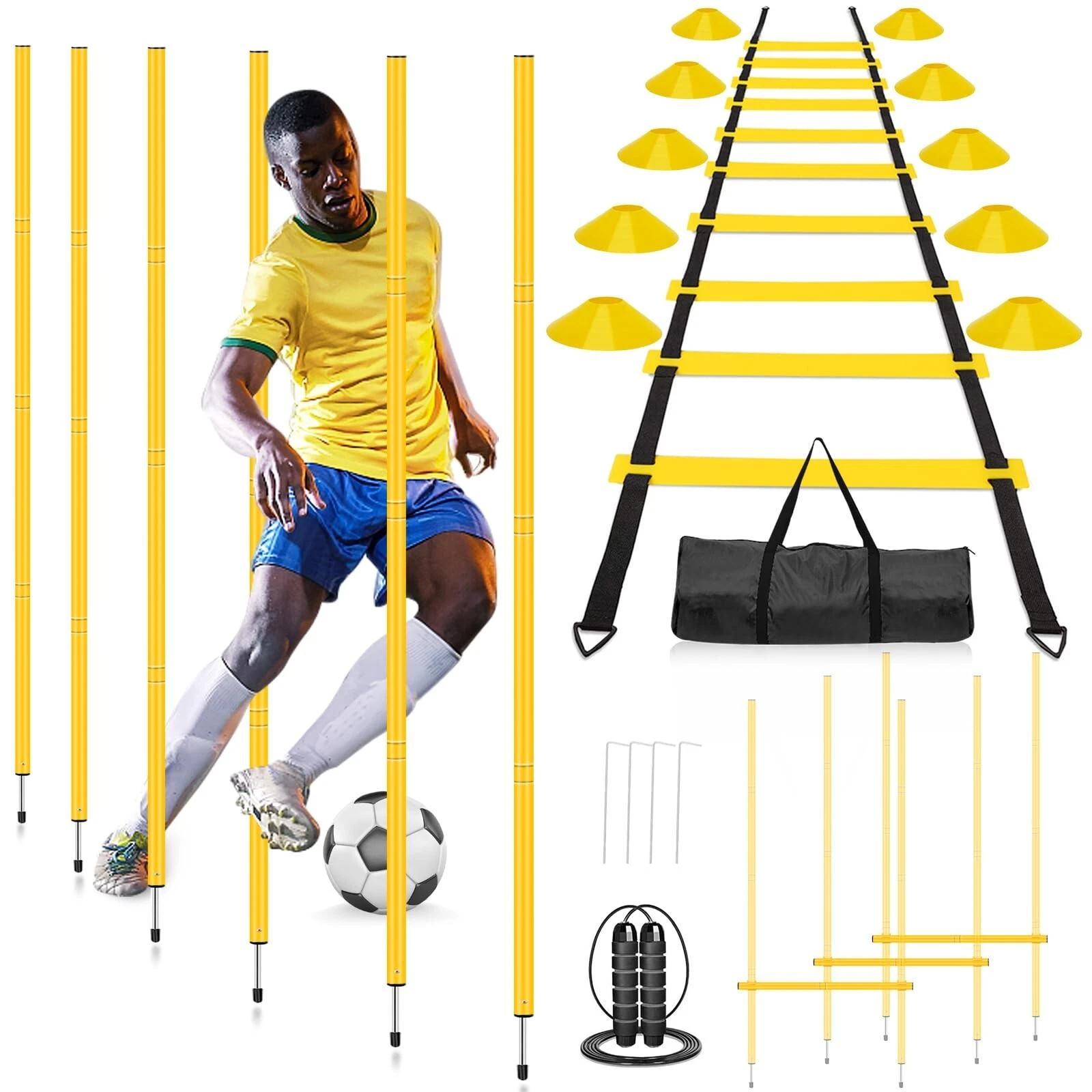 Agility Poles Training Equipment- Includes 6 Agility Poles, 6 Jumping ...