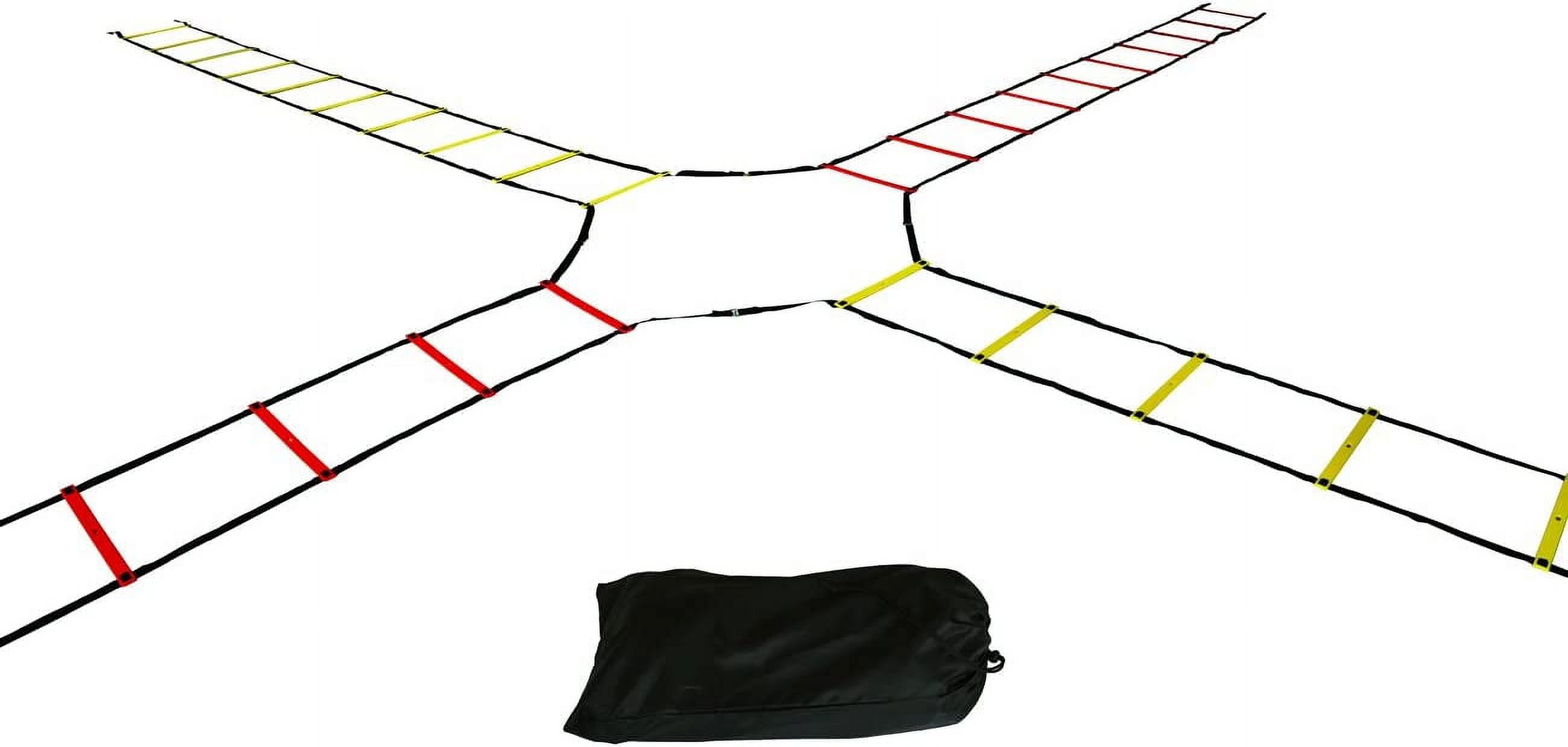 Agility Quad Ladder - 12 Adjustable Rungs on Four Training Ladders (Red ...