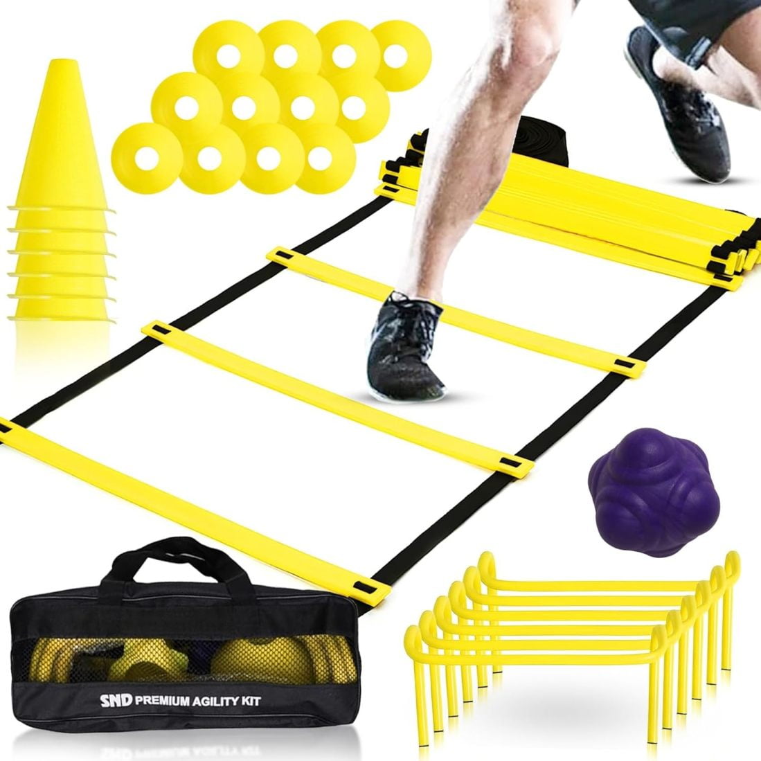 Agility Speed Ladder & Cones Football Training Equipment for Kids & Adults Kit Agility Training ...