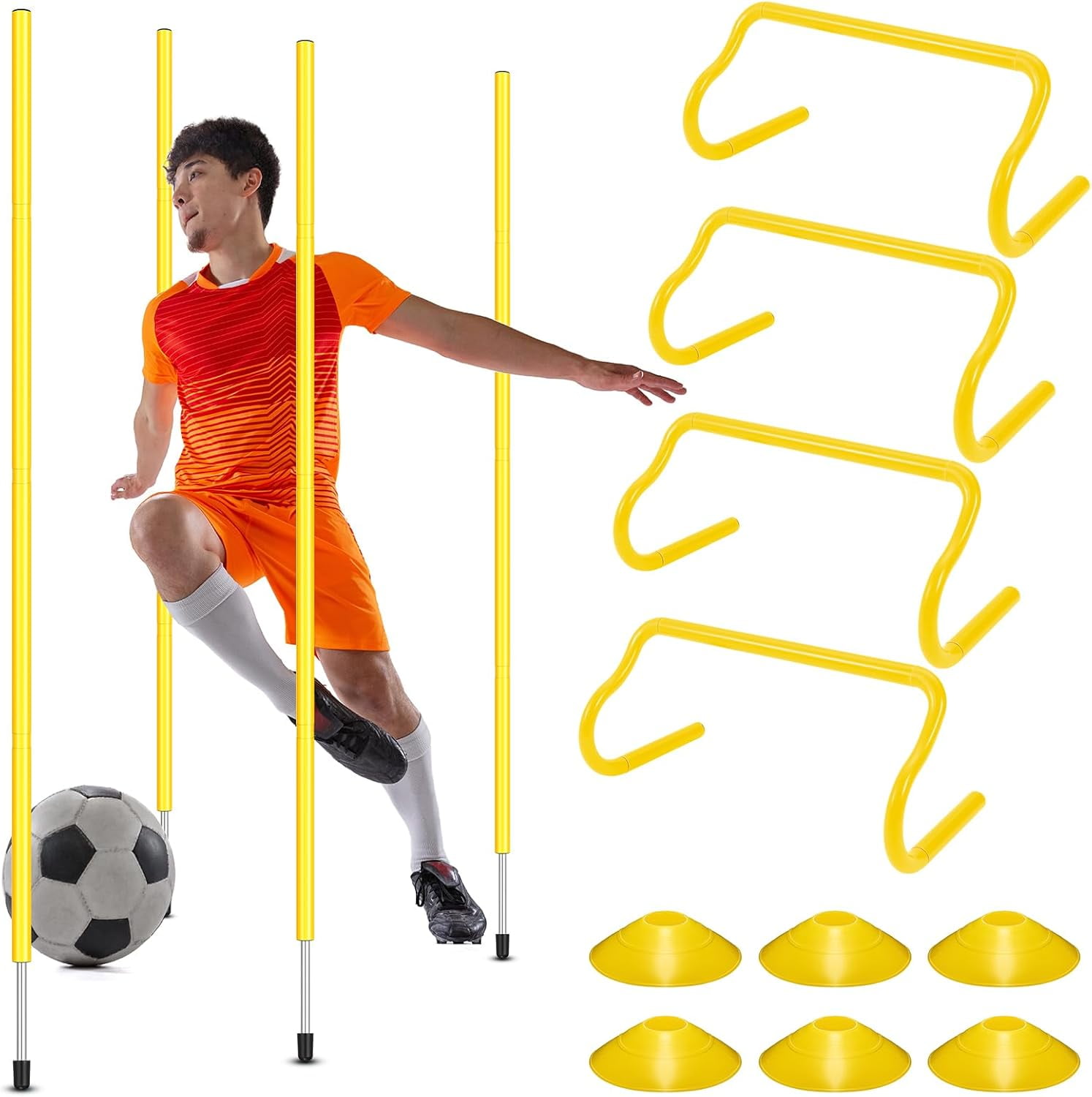 Agility Training Equipment Soccer Speed Training Includes 4 Adjustable Soccer Agility Poles 4 ...