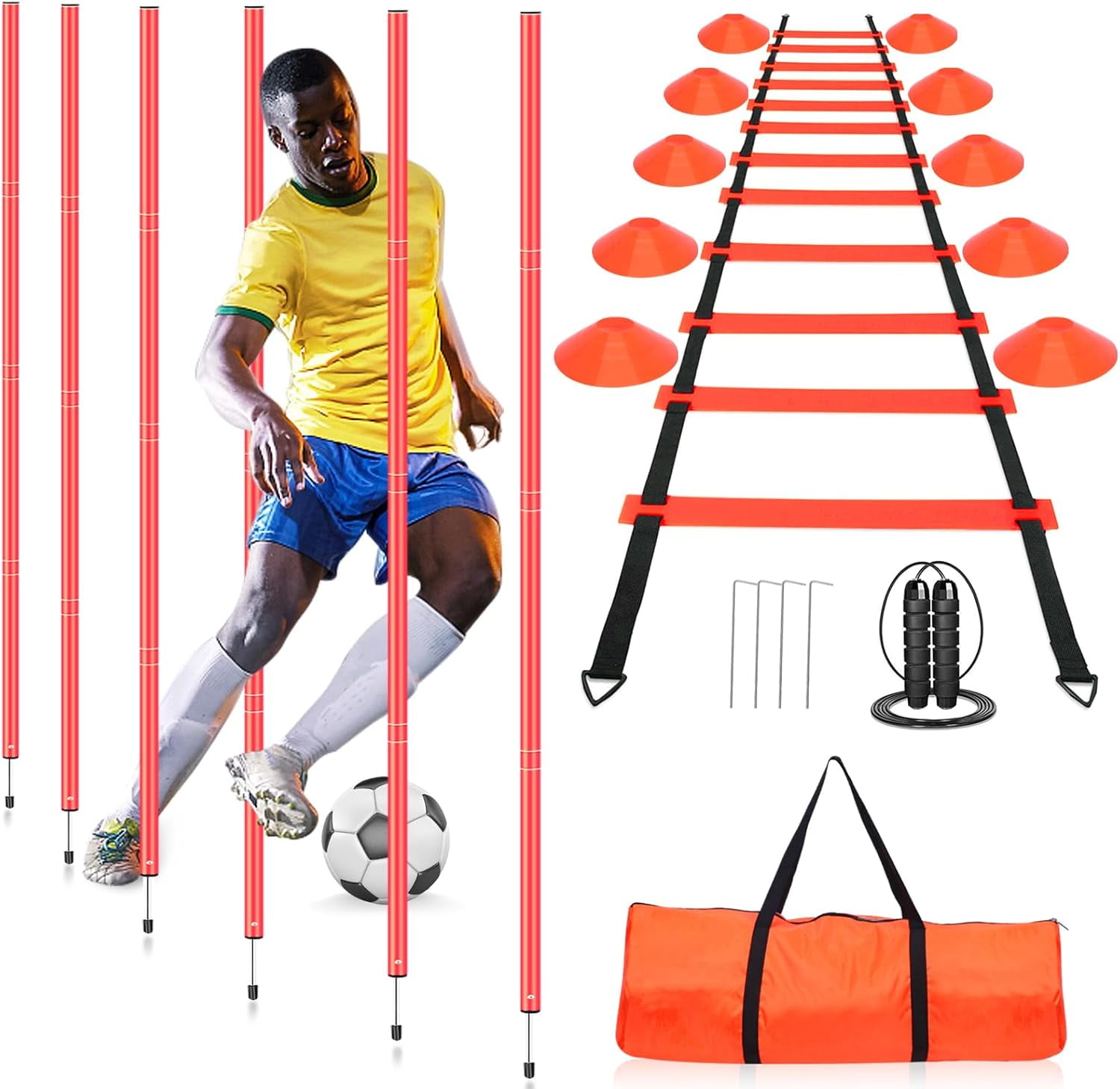 Agility Training Poles Equipment Soccer Training Equipment includes 6 ...