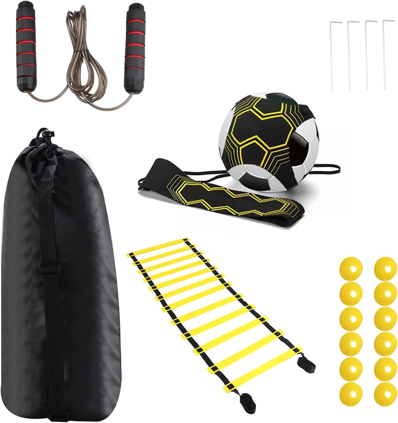 Agility Training Set – Soccer Speed Gear With Ladder, 12 Disc Cones ...