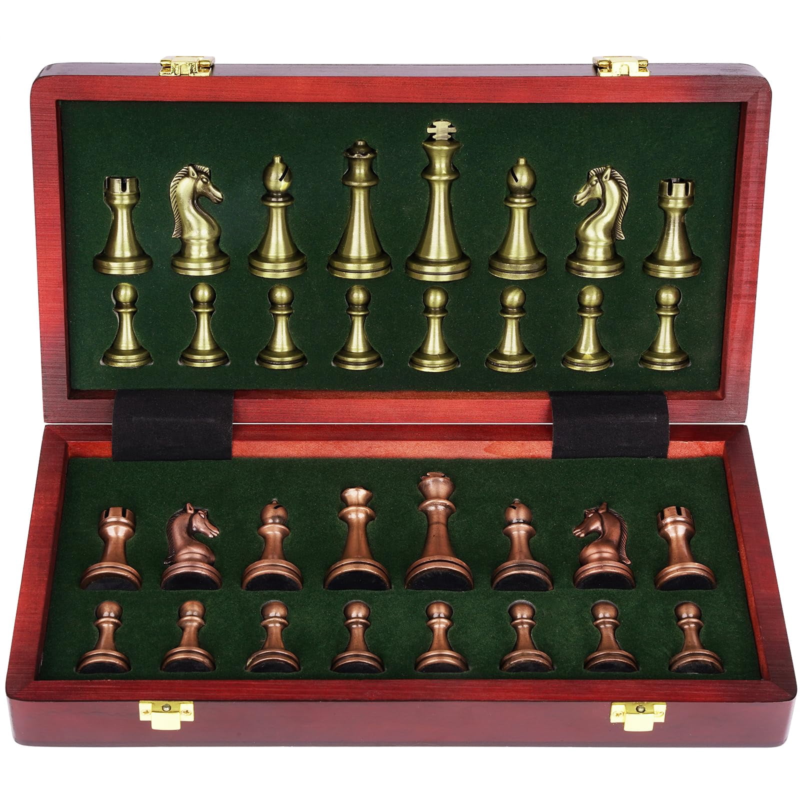 Agirlgle Retro Metal Chess TMA2 Set with Folding Wooden Chess Board and ...