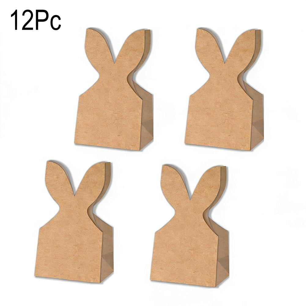 Agiufgs 12 Pack Easter Bunny Gift Bags 24 Pack Kraft, with Bunny Ear ...