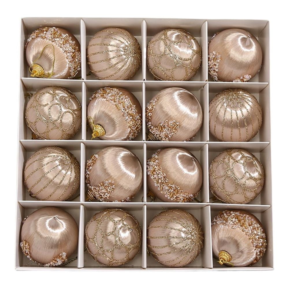 Agiufgs 16 Pack Velvet Christmas Ball Ornaments, Shatterproof Plastic ...