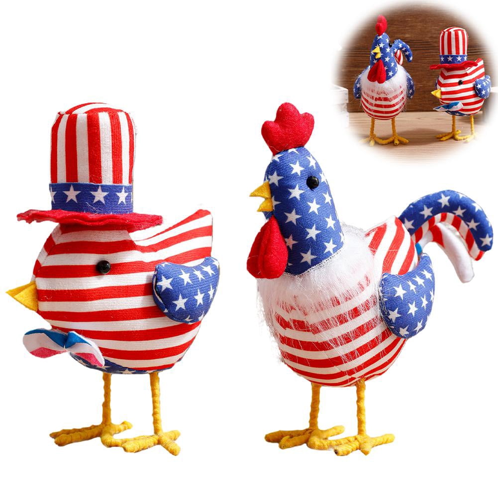 Agiufgs 2 Pack Fabric Patriotic Chicken Dolls, Festive Decoration with ...