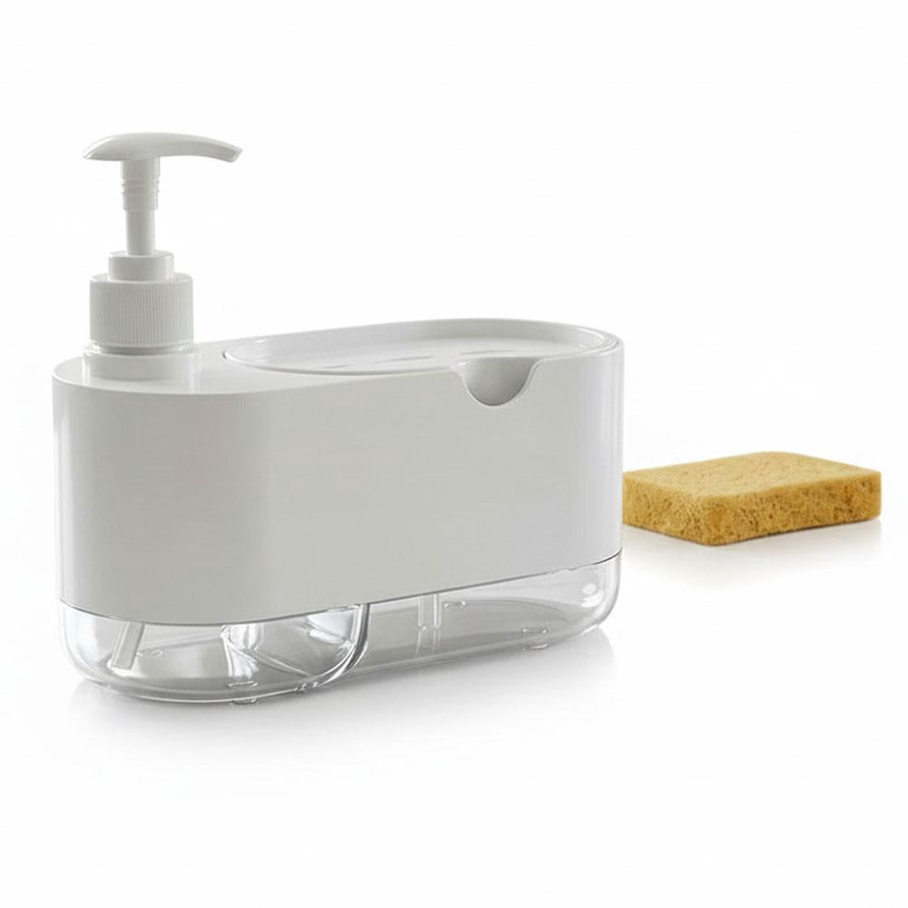 Agiufgs 2-in-1 Soap Dispenser with Sponge, One-Hand Dispensing and ...