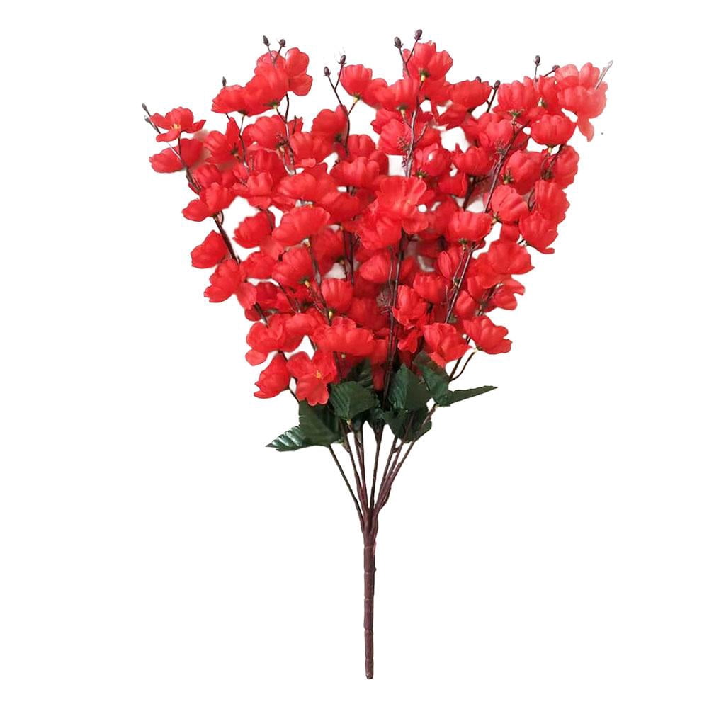 Agiufgs 4 Pack Artificial Peach Blossom Stems, 9-Fork Branch Design for ...