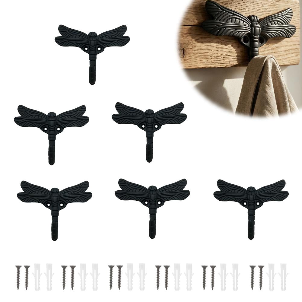 Agiufgs 6 Pack Antique Dragonfly Hooks Zinc, Secure Hold Design ...