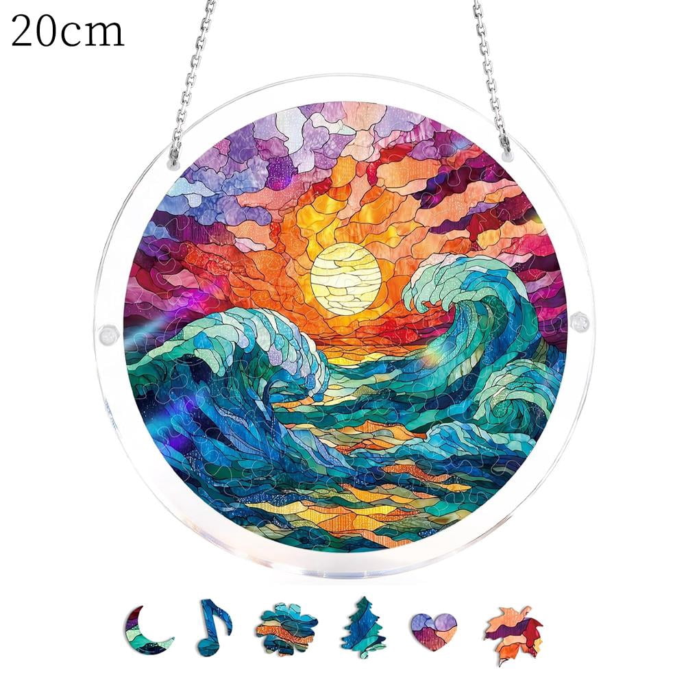 Agiufgs Acrylic Puzzle Window Hanging, Colorful Sun Catcher Decoration ...