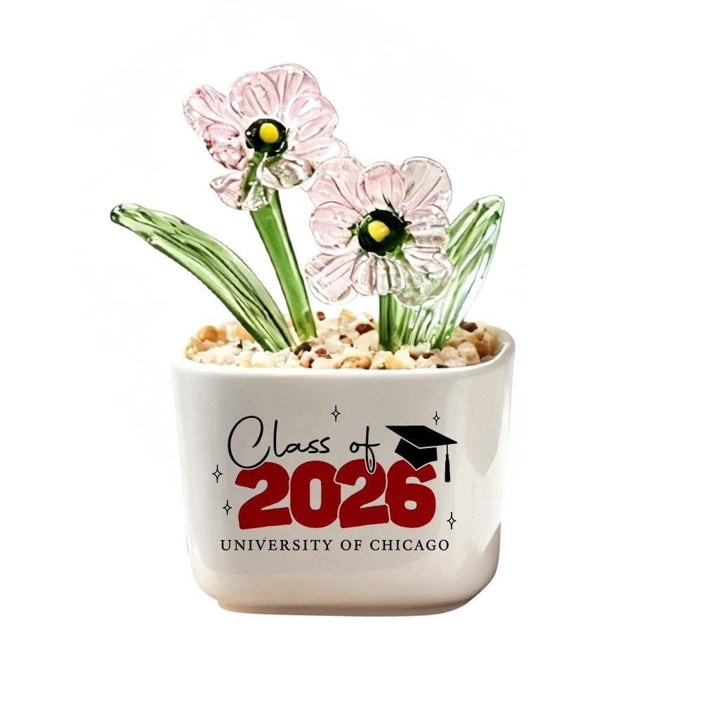 Agiufgs Glass Flower Potted Plant, Artificial Flower Decoration with ...