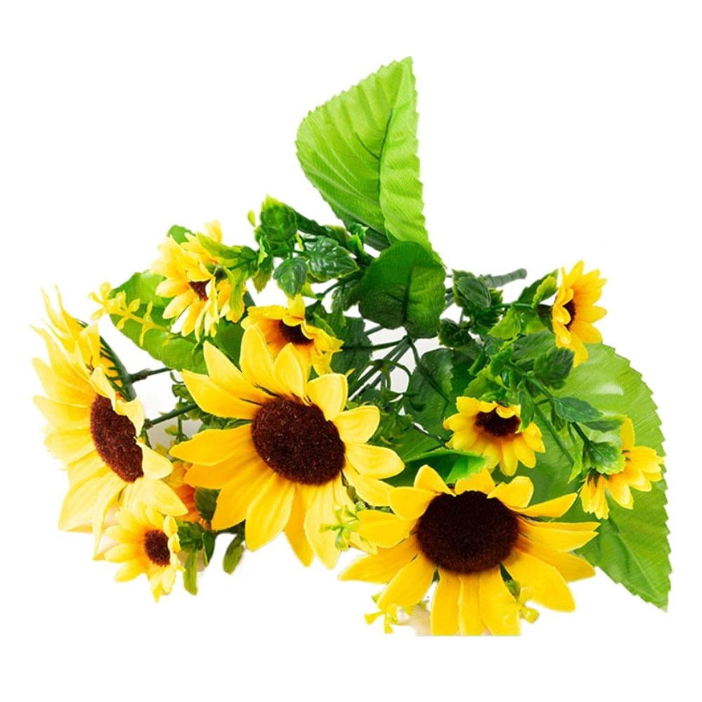 Agiufgs Artificial Sunflower Bouquet 11.4, Lifelike Fabric Flowers with ...