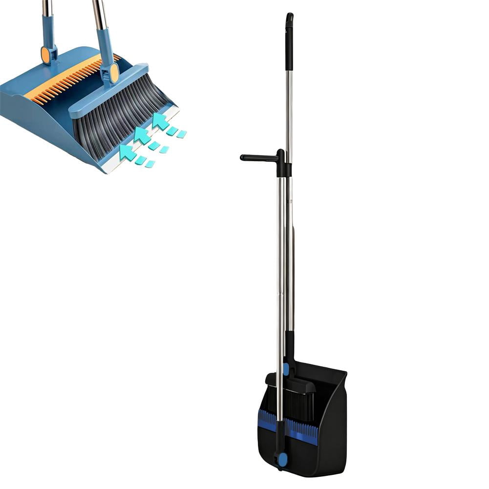 Agiufgs Broom and Dustpan Set, 180° Rotatable Head Self-Standing ...
