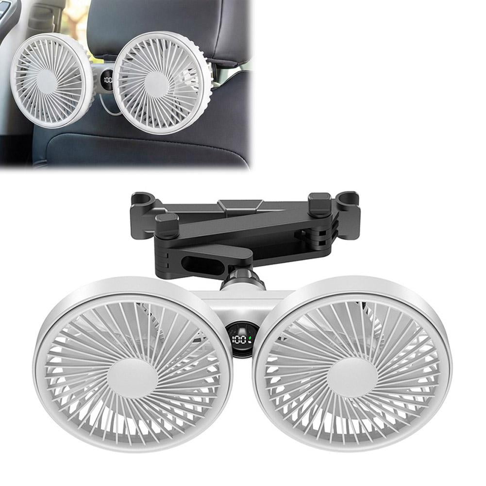 Agiufgs Dual Head Car Fan, 3-Speed Control & 360° Rotation, for Rear ...