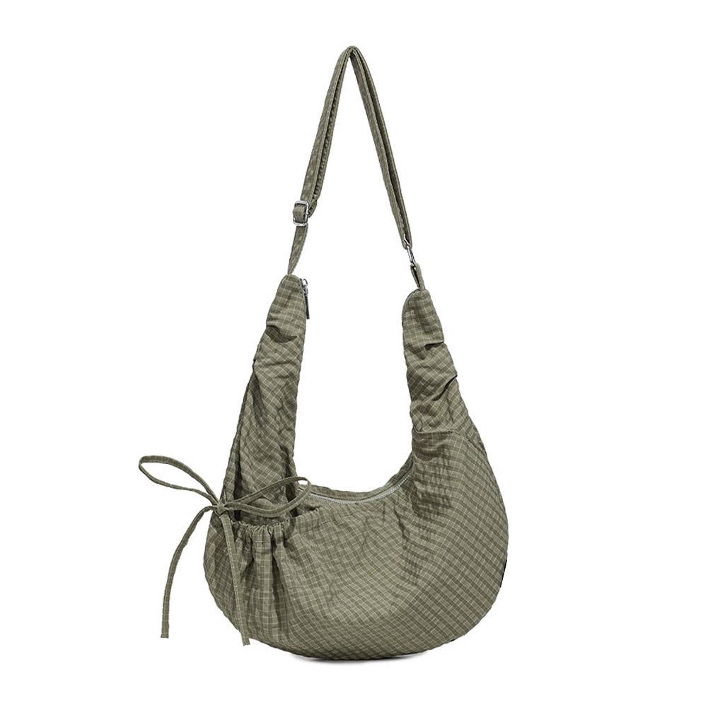 Agiufgs Crossbody Bag 15.7 in X 10.2 in, Spacious Plaid Nylon Design ...