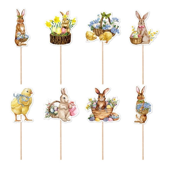 Agiufgs Easter Cupcake Toppers Cardboard, Festive Decoration for ...