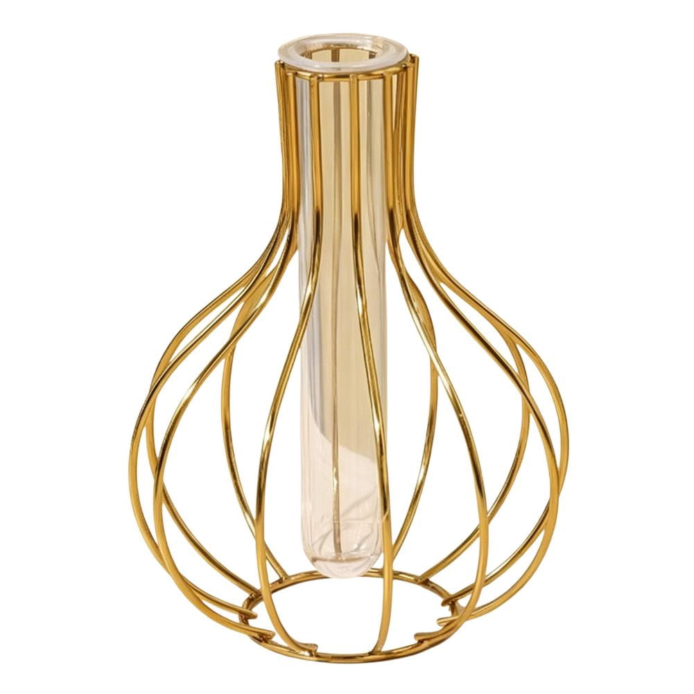 Agiufgs Geometric Metal Vase, Removable Clear Acrylic Inner Tube for ...