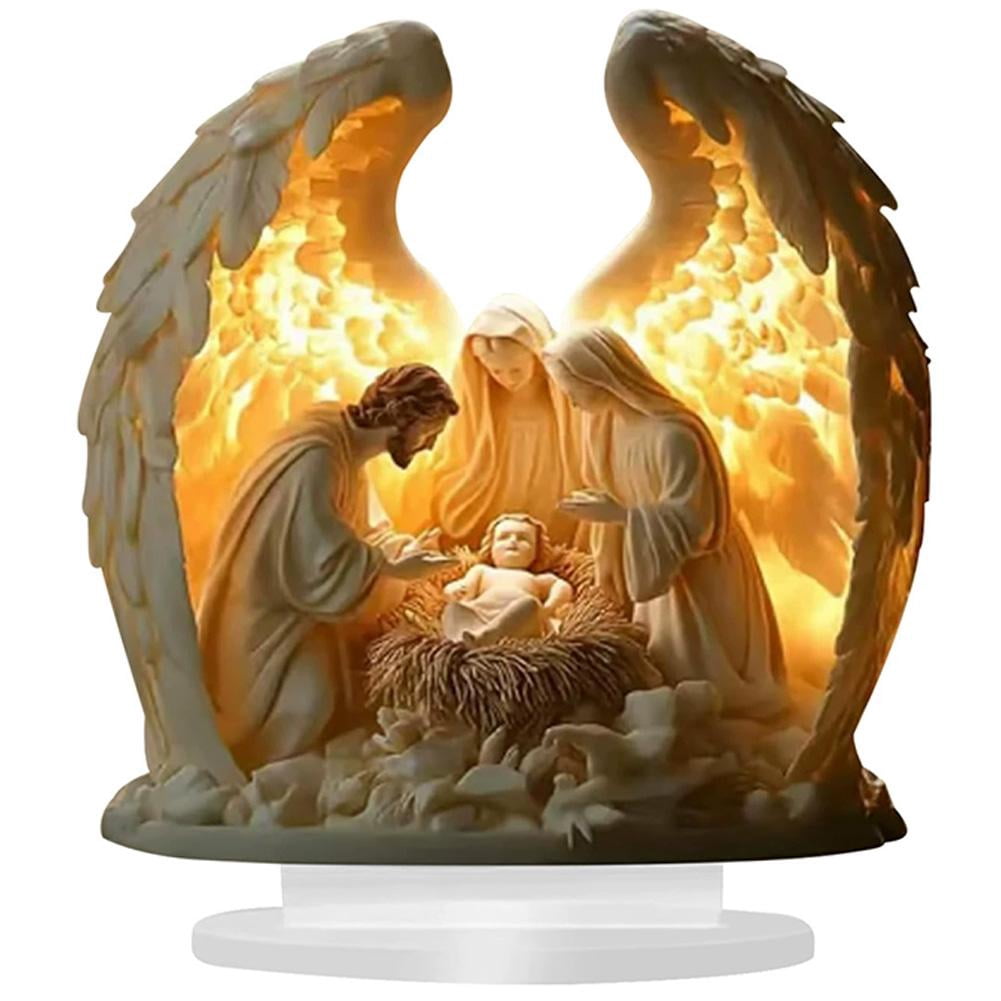 Agiufgs Guardian Angel Statue Resin Figurine Memorial, Glows in the ...