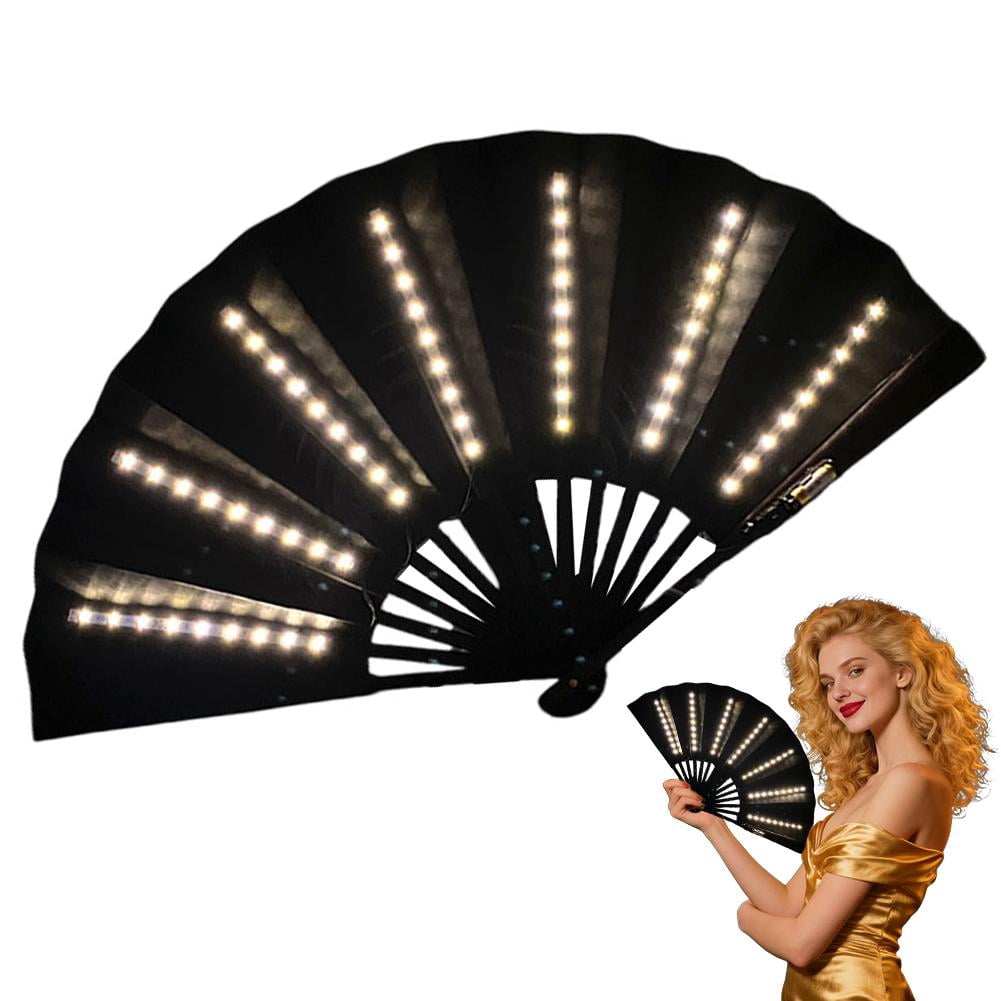 Agiufgs LED Light-Up Folding Fan, 24 in Wide, Creates Dynamic Color ...
