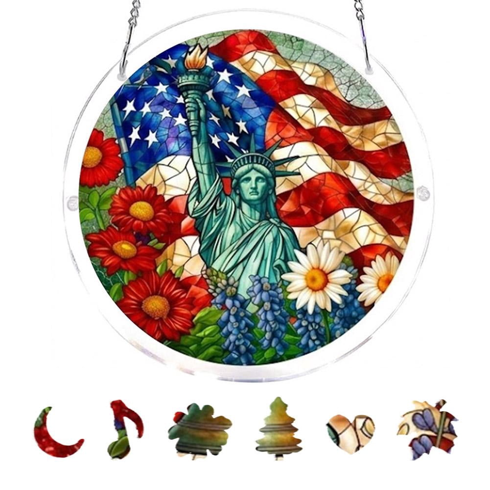 Agiufgs Patriotic Acrylic Puzzle Window, Creates Stained Glass Sun ...