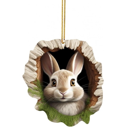 Agiufgs Rabbit Car Ornament Acrylic, Peeking Rabbit Design with Hanging ...