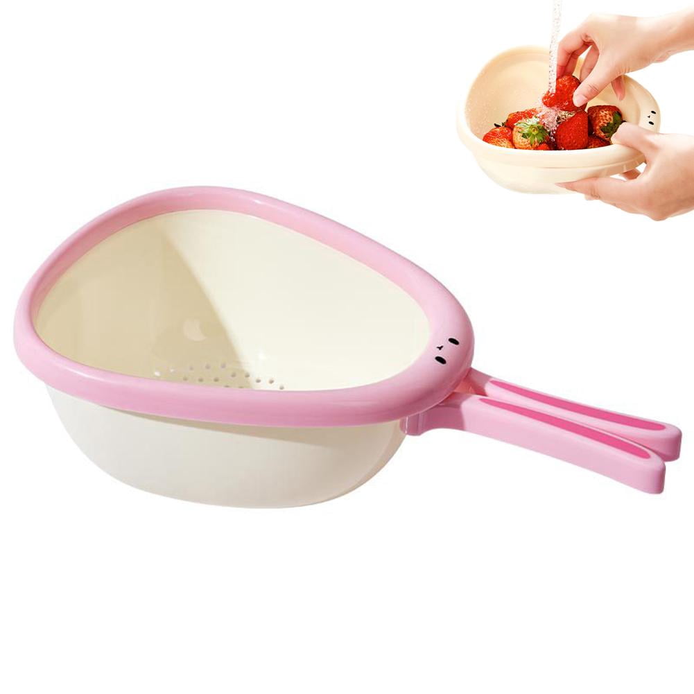 Agiufgs Rabbit Ear Colander Plastic, Foldable Handles for Space-Saving ...