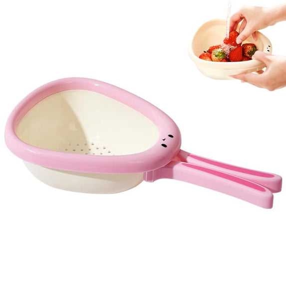 Agiufgs Rabbit Ear Colander Plastic, Foldable Handles for Space-Saving ...