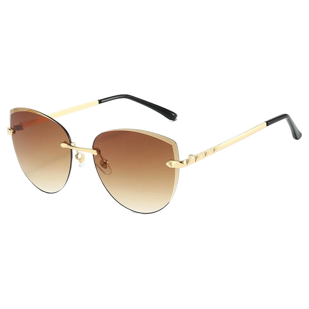 Agiufgs Rimless Cat Eye Sunglasses, Gradient Lens for Glare Reduction ...