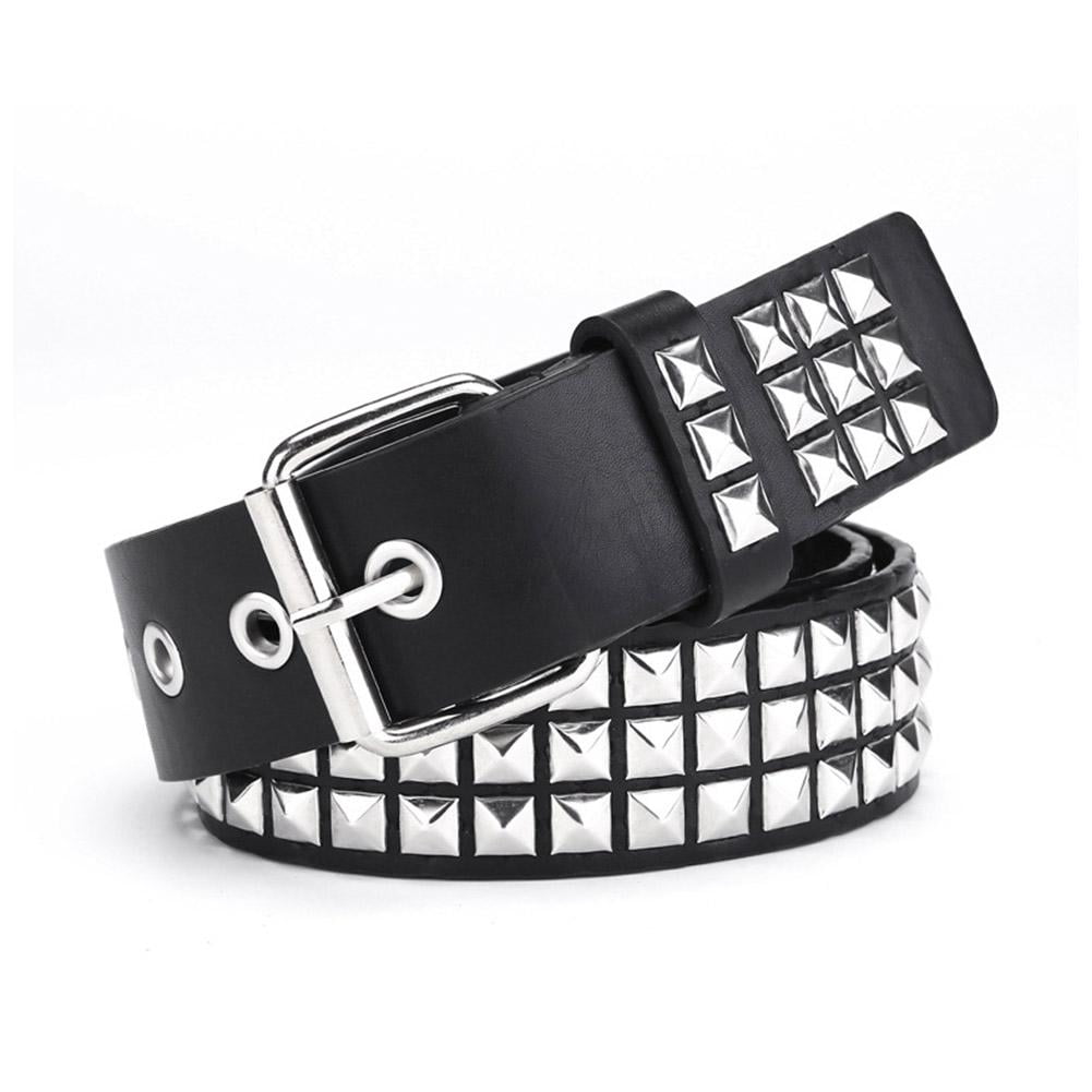 Agiufgs Rivet Hollow Belt Pu Men Women, Adjustable Punk Belt for Simple ...