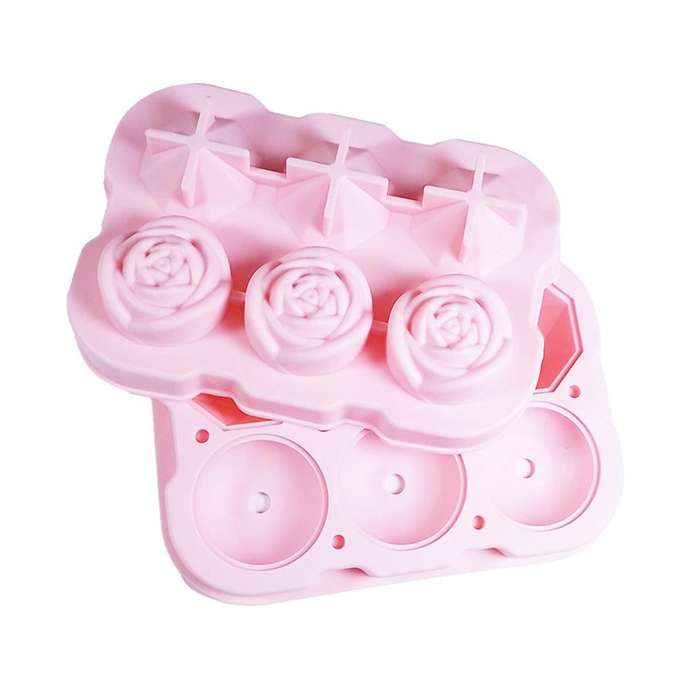 Agiufgs Ice Cube Mold 6 Cavities Silicone, Creates Rose and Sphere ...