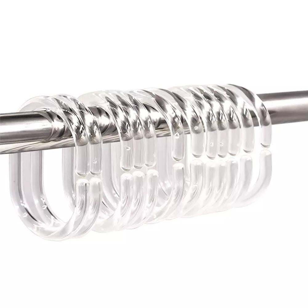 Agiufgs Shower Curtain C Hooks 12 Pack Plastic, Secure and Easy to Hang ...