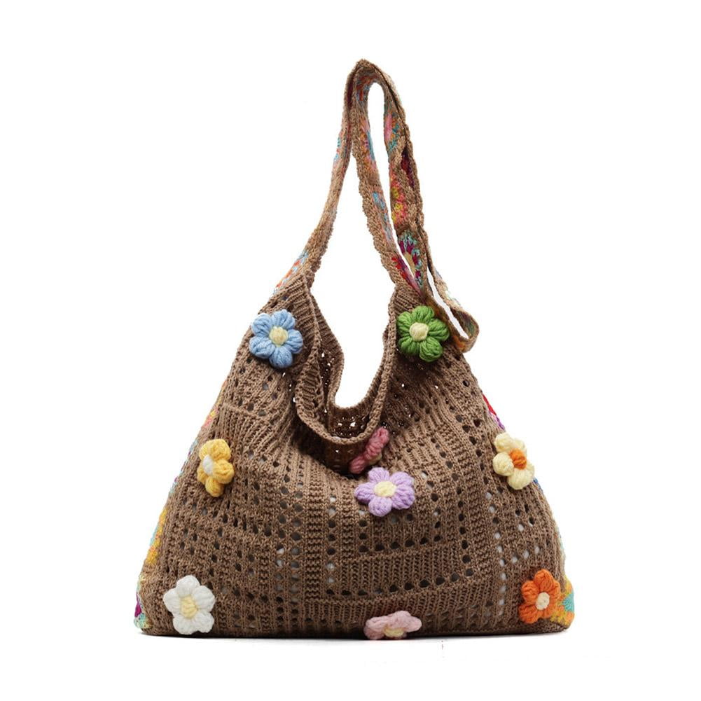 Agiufgs Women's Shoulder Bag Knit Tote Handbag, Large Capacity Soft ...