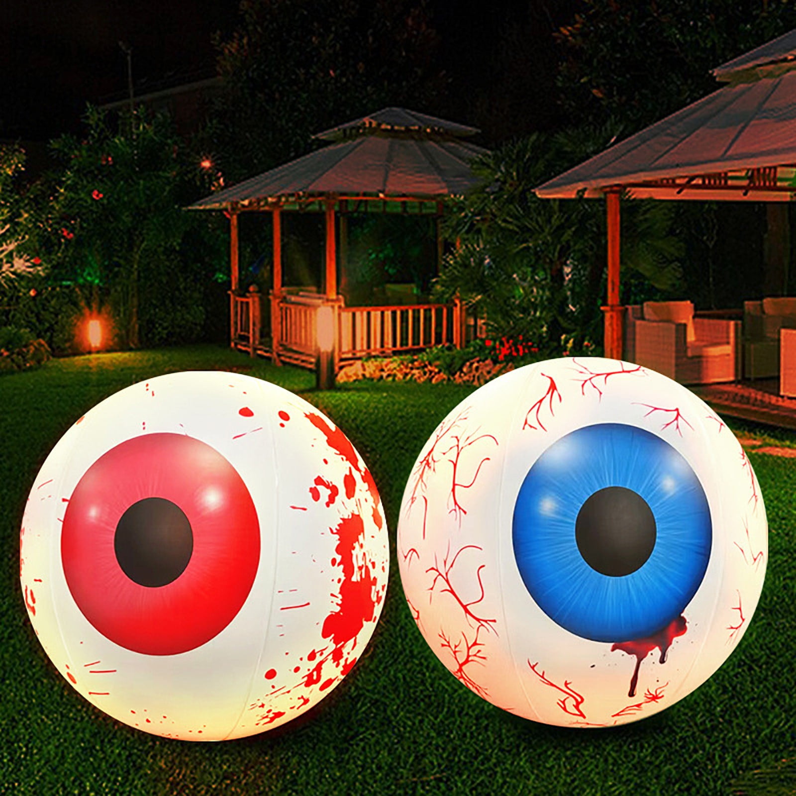 AgjDHH 2 Pack Halloween Inflatable Eyeball 24 Inch Giant LED Light Up ...