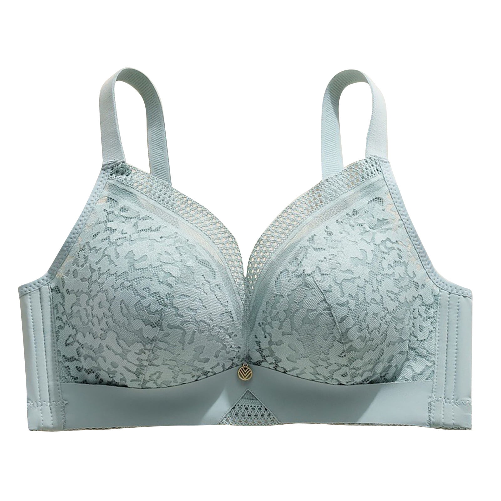 Agkizg Back Closure Wireless Daily Bra,Lace Embroidered Thin Top Thick ...