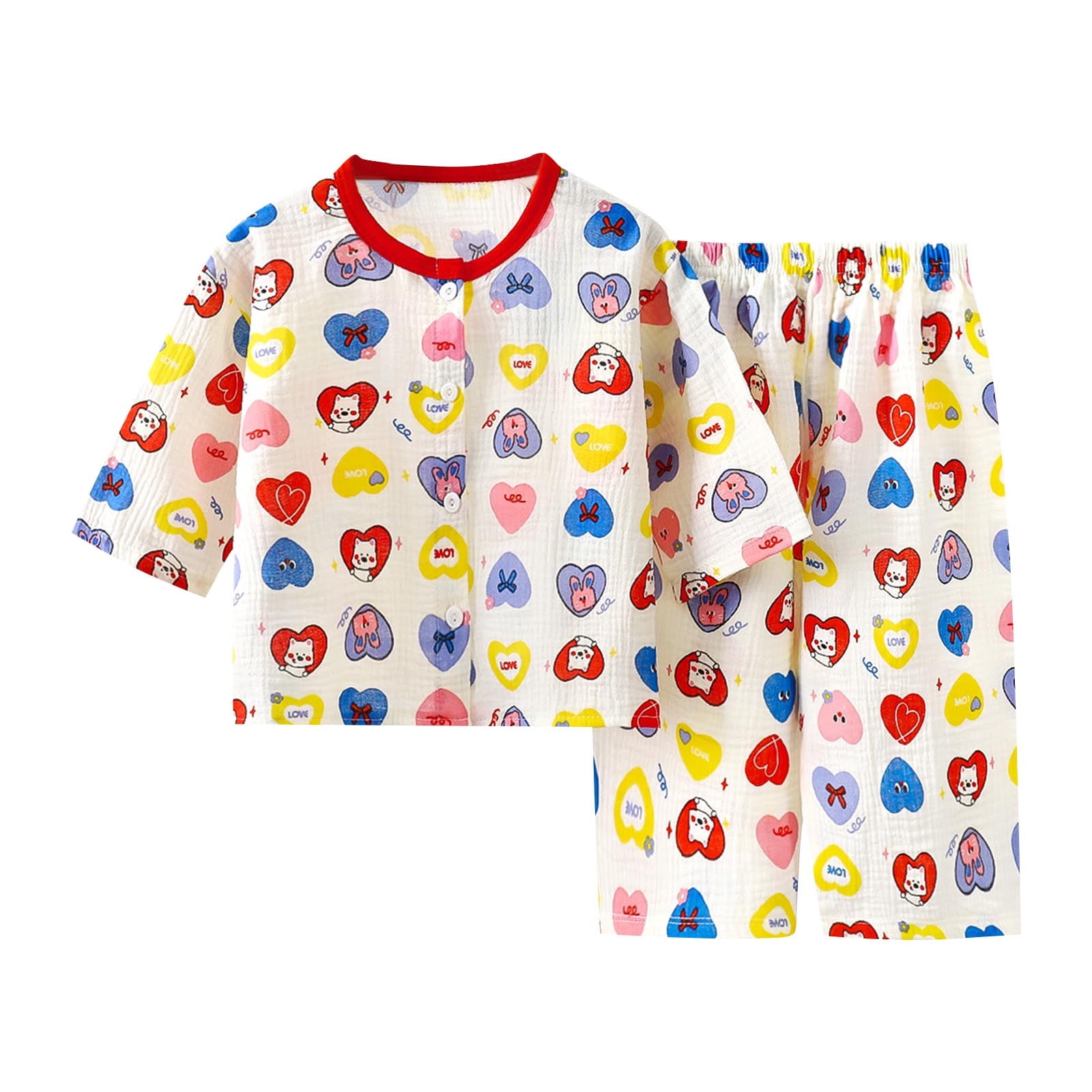 Agkizg Boys Girls Cottons Pajama Sets,Girls 2-Piece Sleepwear Clothes ...