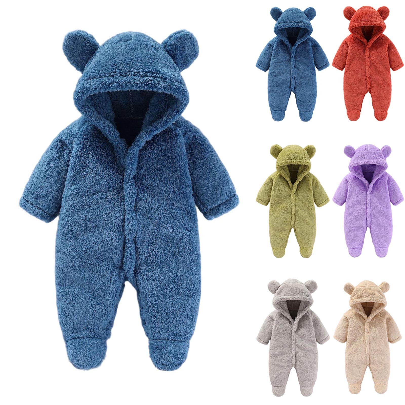 Agkizg Boys Girls Winter Fleece Romper Snowsuit,Plushs Long Sleeve ...