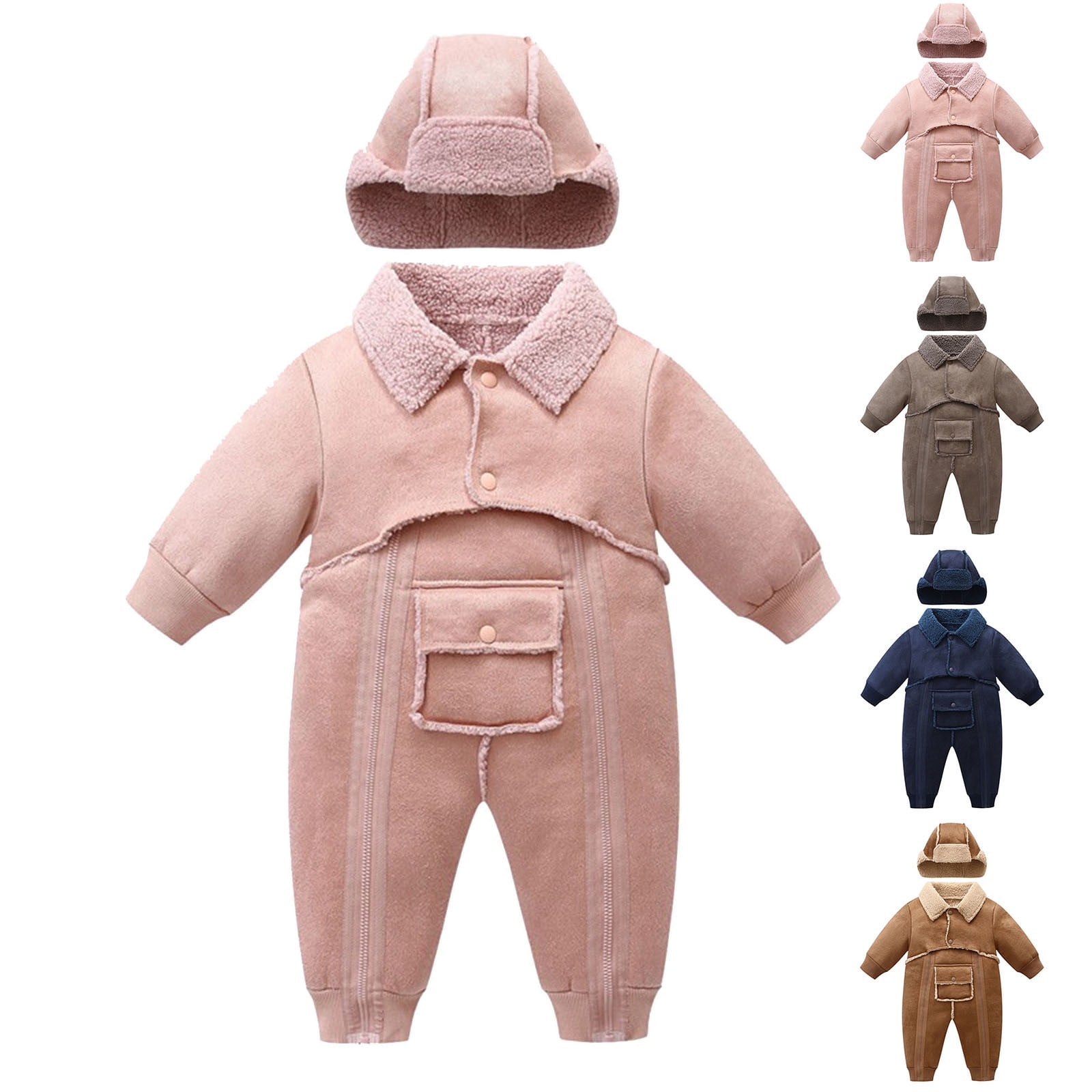 Agkizg Boys Girls Winter Fleece Romper Snowsuit,Plushs Long Sleeve ...