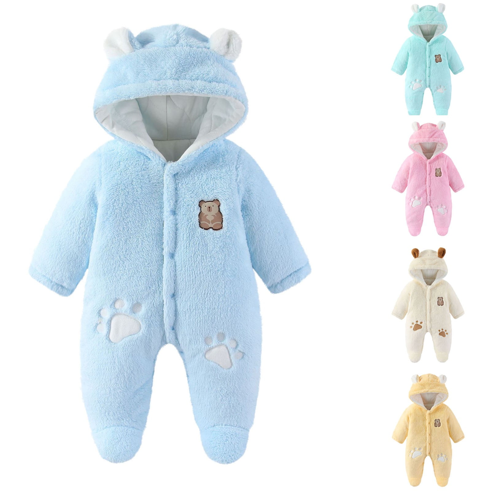 Agkizg Boys Girls Winter Fleece Romper Snowsuit,Plushs Long Sleeve ...