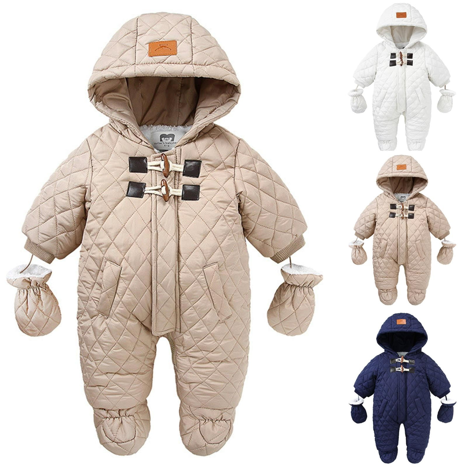 Agkizg Boys Girls Winter Fleece Romper Snowsuit,Plushs Long Sleeve ...