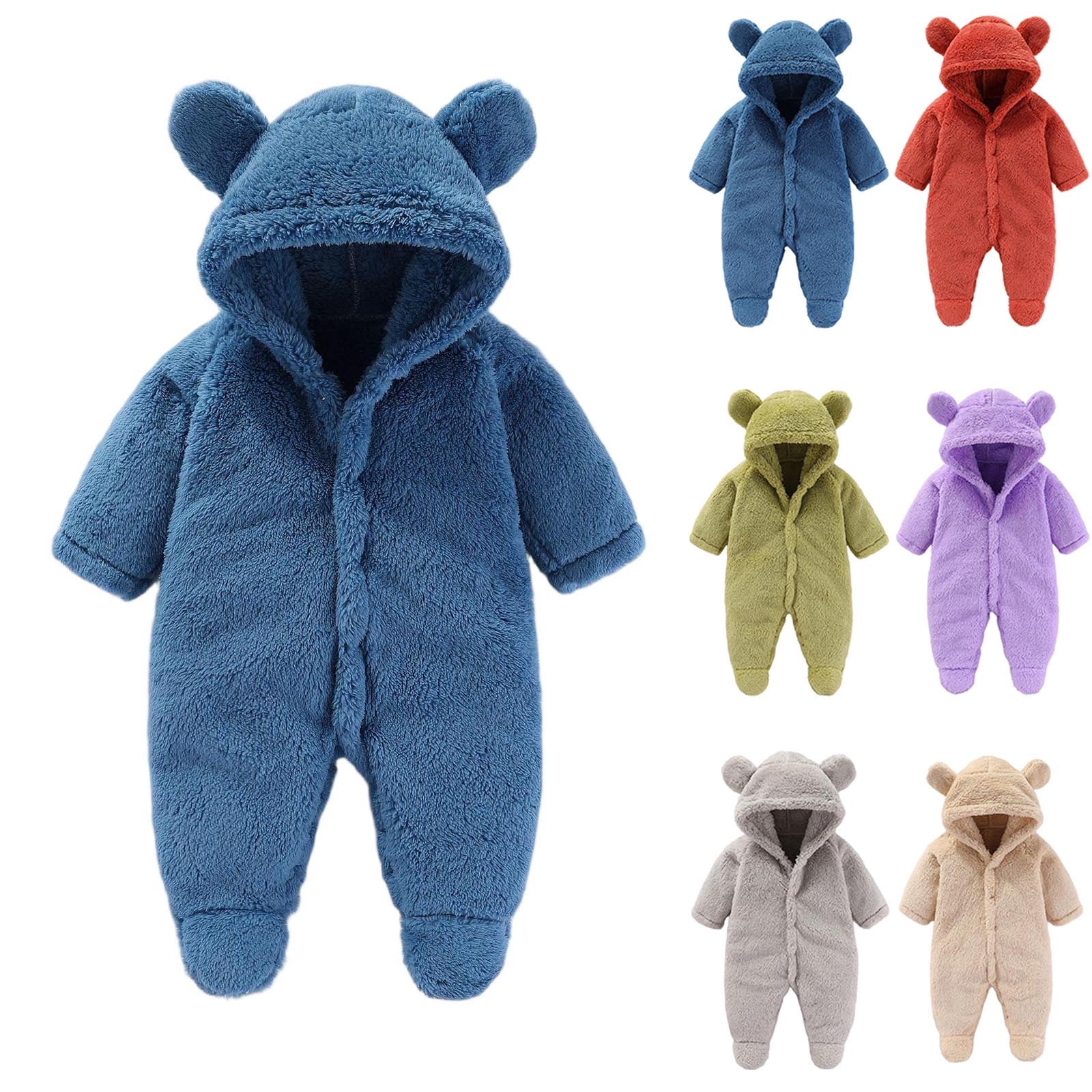 Agkizg Boys Girls Winter Fleece Romper Snowsuit,Plushs Long Sleeve ...