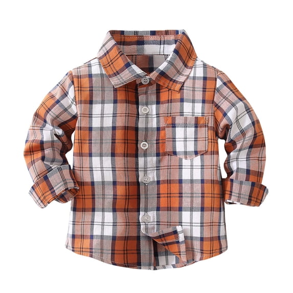Agkizg Boys Plaid Button Down Shirt with Pocket, Long Sleeve Collared ...
