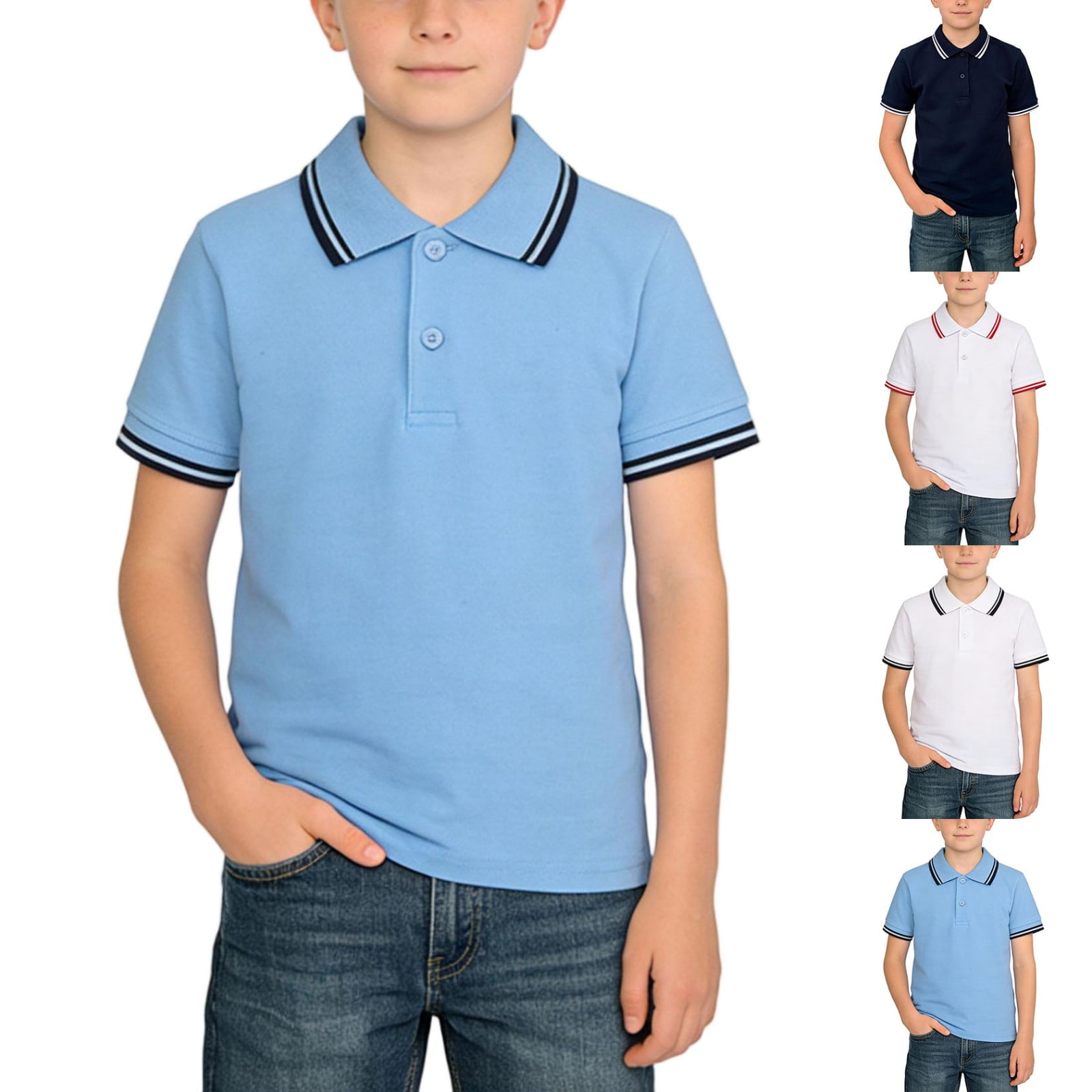 Agkizg Boys School Uniform Shirt,Kids Casual Tennis T-Shirts,Boys ...