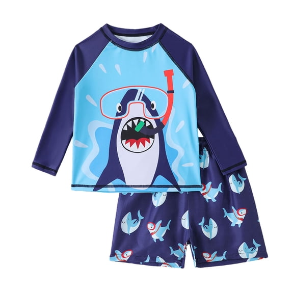 Agkizg Boys Two Piece Swimsuit Set Rashes Guard Print Long Sleeve Sun ...