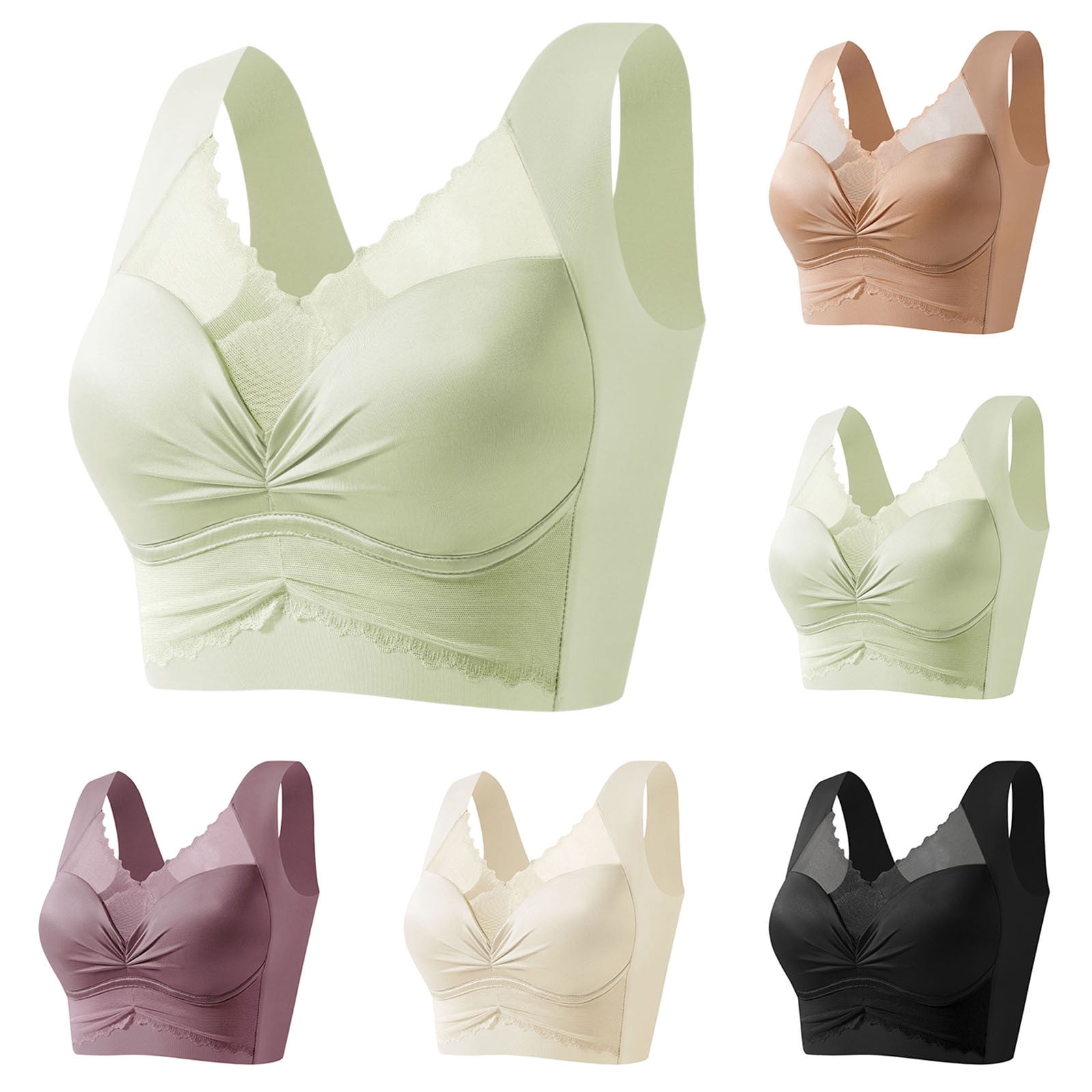 Agkizg Bralette Bras for Women Push Up Lace Wireless Full Coverages ...